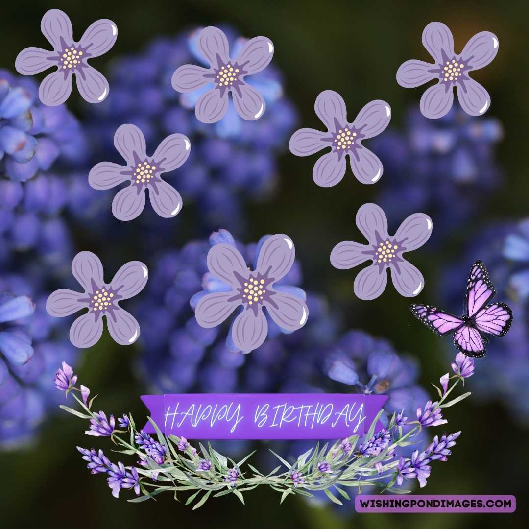 Happy Birthday Purple Lavender Flower Images, Graphics, Pictures ...